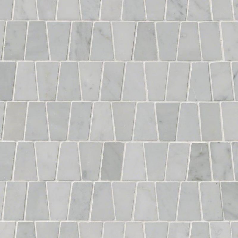 Carrara White Trapezoid Pattern Polished - Kitchen Cabinets & Tiles, NJ ...